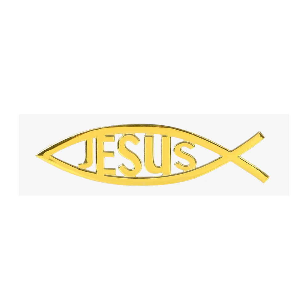 Car styling PVC Chromed Emblem Badge Jesus Fish Car Sticker Waterproof ...