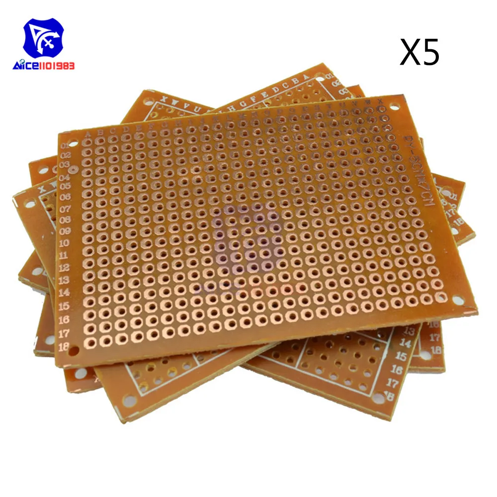Diymore 5pcs/lot Universal Pcb Board 50x70 Mm 2.54mm Hole Pitch ...