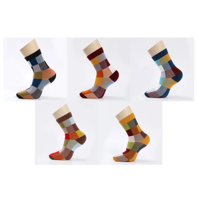 5 Pairs Happy Colorful Cotton Compression Men's Socks