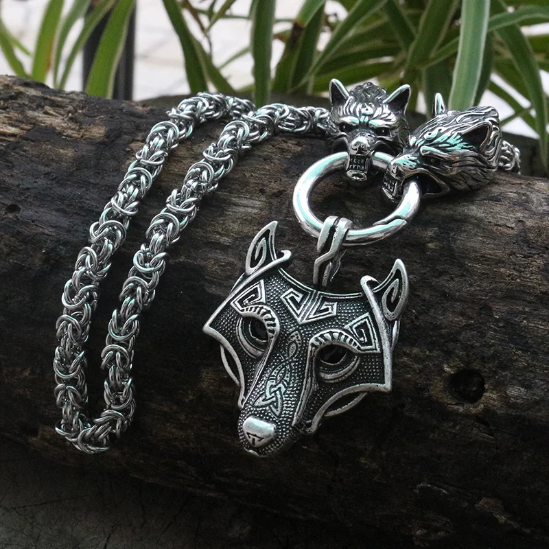 Colar viking de lobo, colar masculino de aço inoxidável com pingente de ...