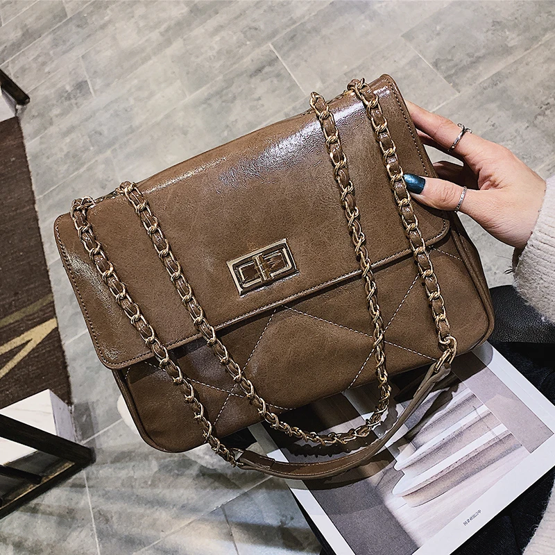 Diamond Lattice Women Totes Plaid Messenger Bag Leather Designer Handbag Chain Crossbody