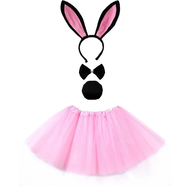 Bunny Ear Headband Tutu Set Black Pink White Costume Hen Party Big