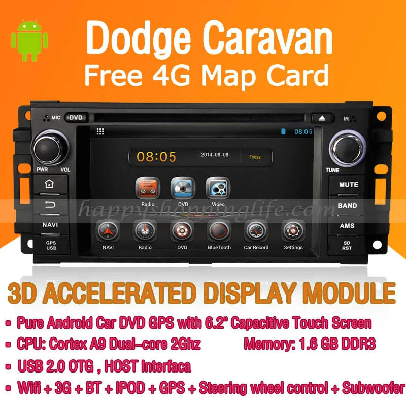 Android Car DVD player GPS Navigation for Dodge Caravan Wifi 3G ...