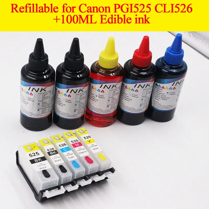 PGI 525 CLI 526 Refill ink cartridge PGI525 526 for Canon + 100ML PBK ...