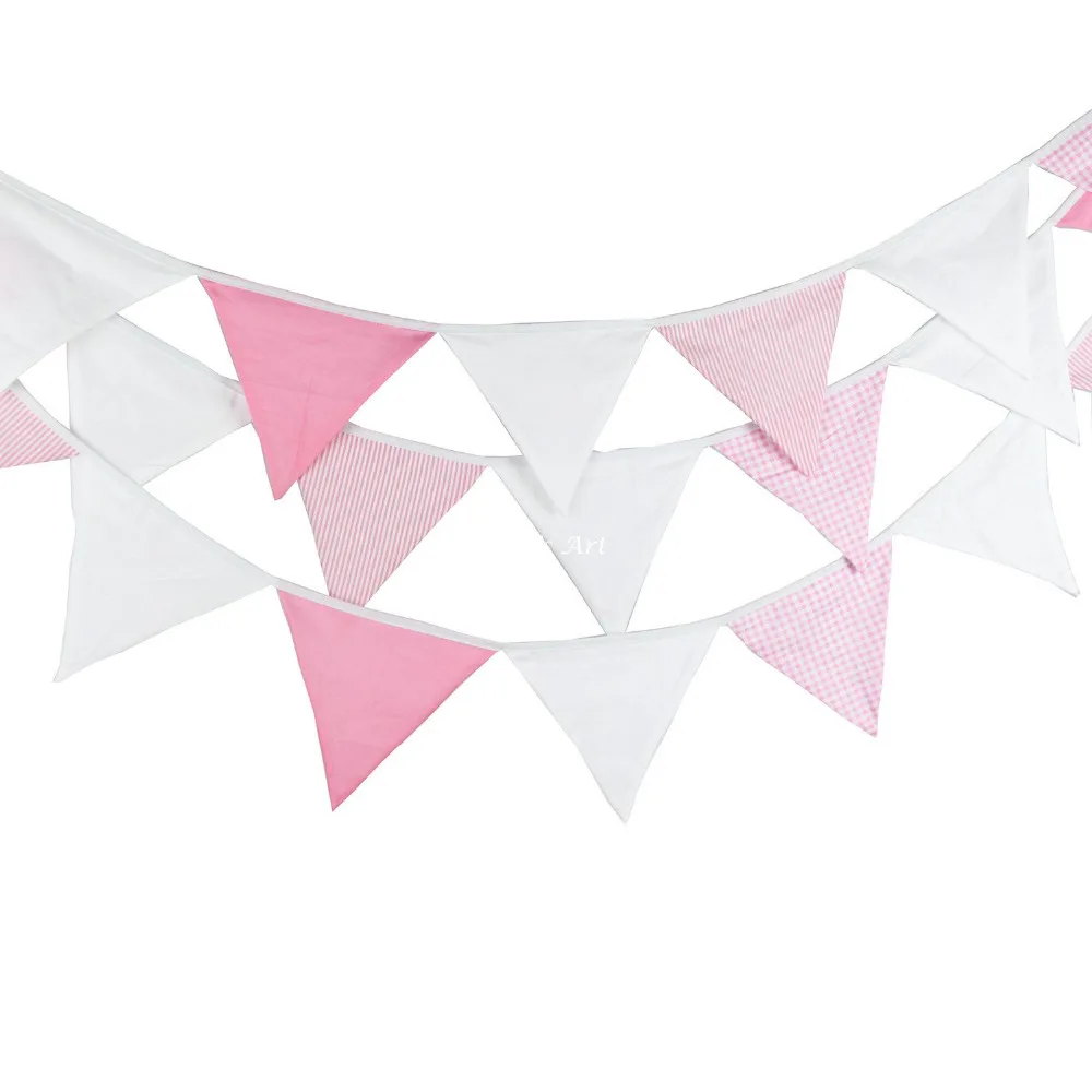 Garlands, Flags & Bunting Party Décor Pink fabric flag bunting Paper ...