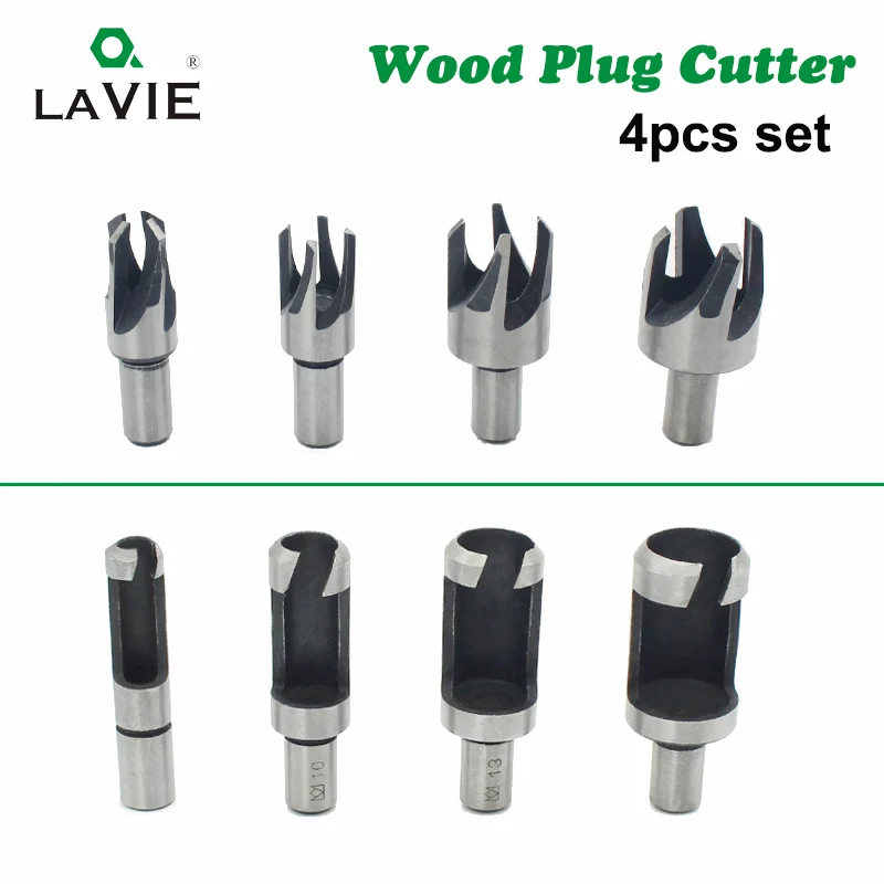 LAVIE 4PCS Wood Plug Cutters Set Woodworking Cutting Tool Wood Drill ...