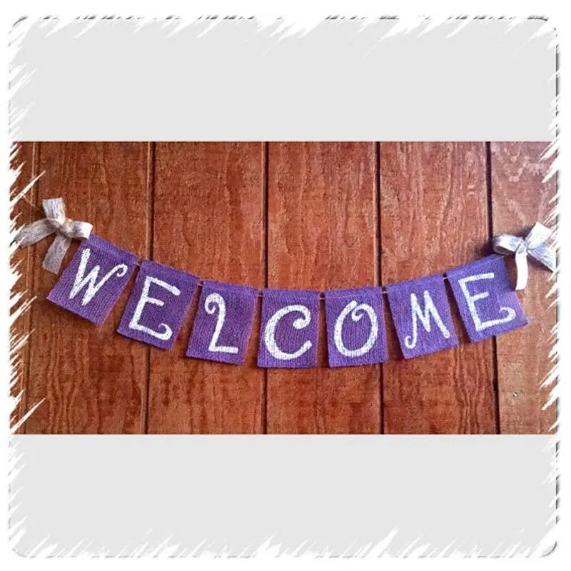 Rustic Purple Welcome Banner Garland Birthday Party Decoration ...
