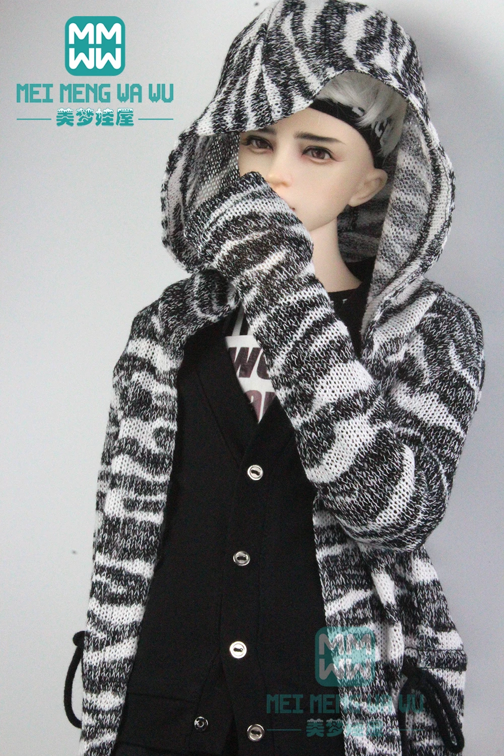 BJD doll clothes for 60-70cm BJD uncle Black and white knit cardigan, T ...