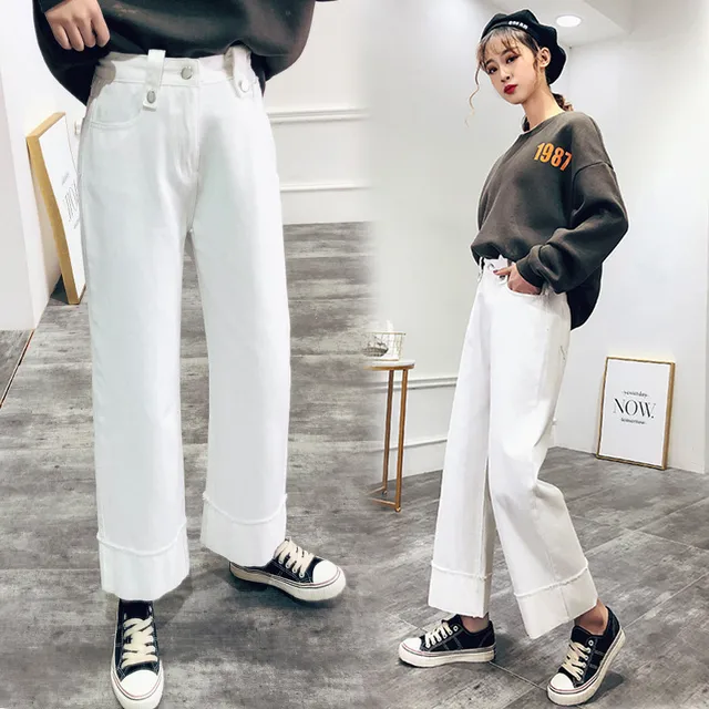 2019 Korean Chic Style High Waist Jeans For Womens Casual Style Women