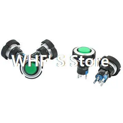 5 Pcs 220V 22mm Thread SPDT 5Pin Momentary Green Pilot Lamp Push Button ...