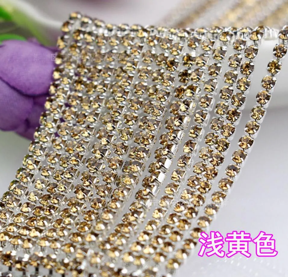 10 Meters Ss12 3mm Color Light Yellow Diamond Crystals Rhinestones