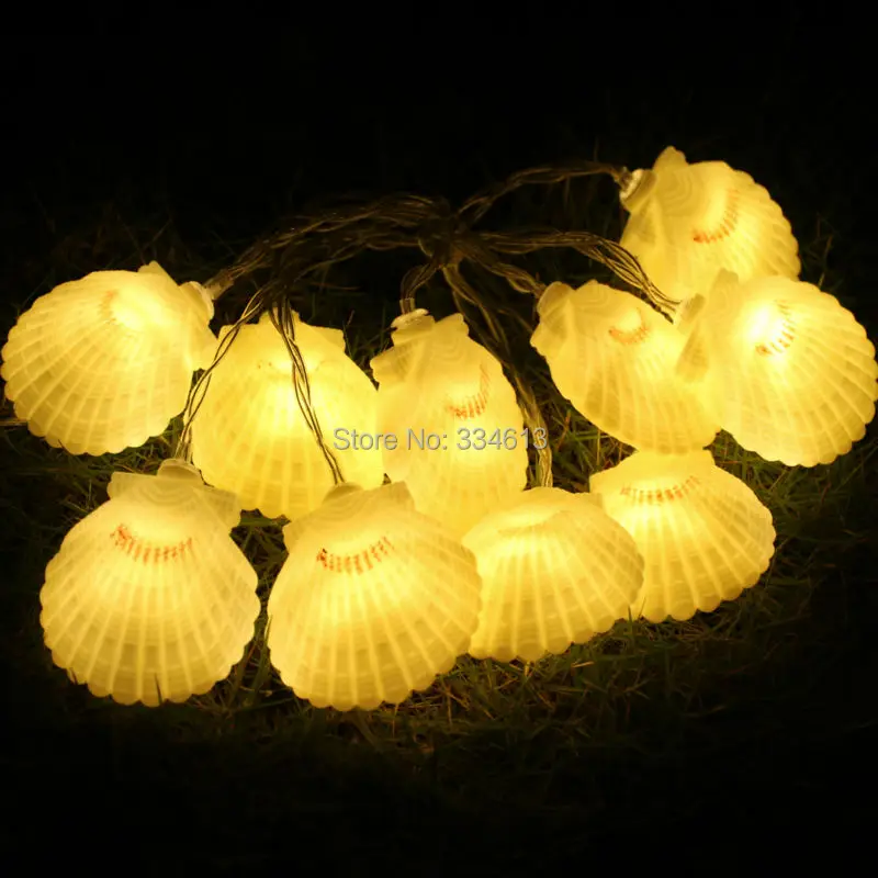 2M 10LED Battery Powered Shell Shaped String Lights Christmas Holiday ...
