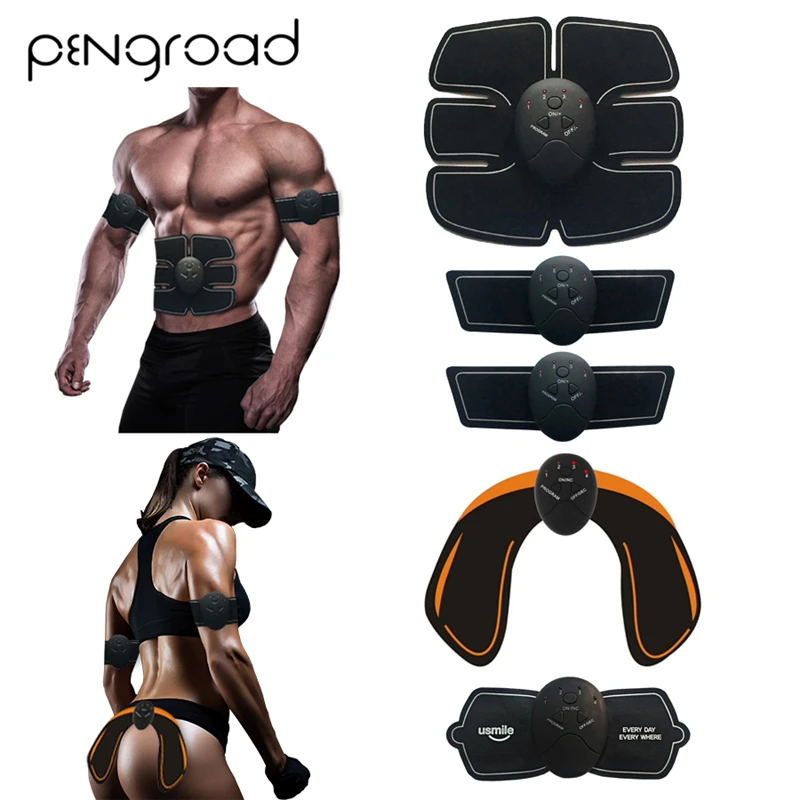 Abdominal Muscles Stimulator EMS Body Arm Hip Exerciser Slimming Belt ...