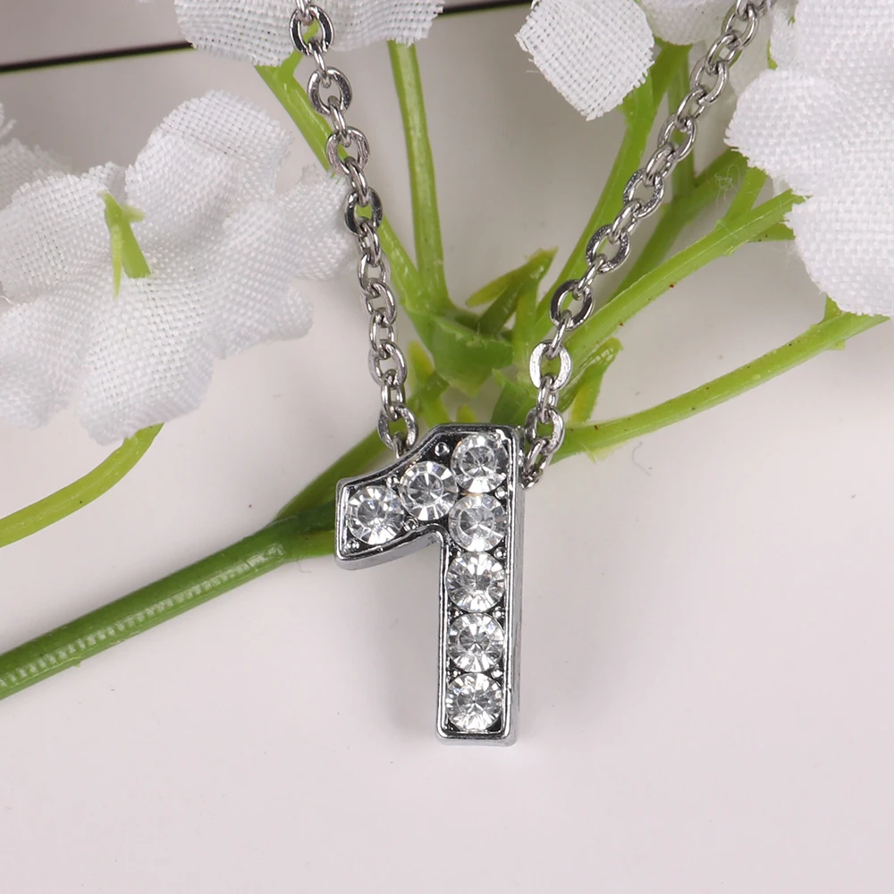 Silver Number 1 Zircon Chain Necklace MY Orders Personalized Metal ...