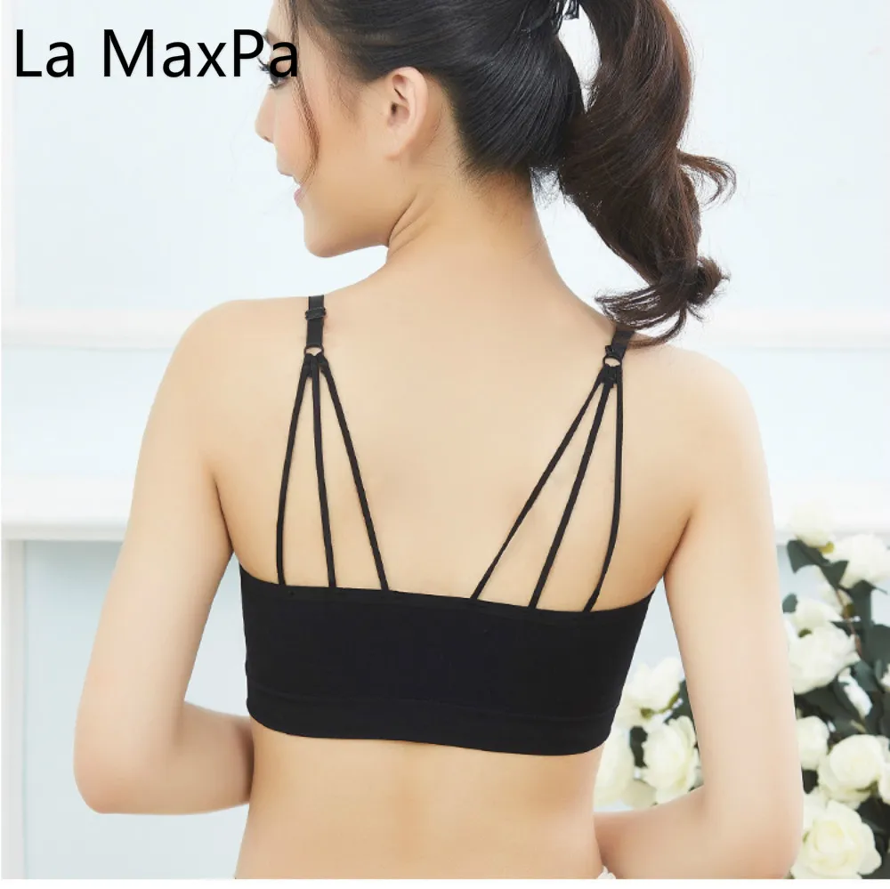 2017 Summer Bustier Crop Tops Women Black Nude Strappy Bra Halter Tank