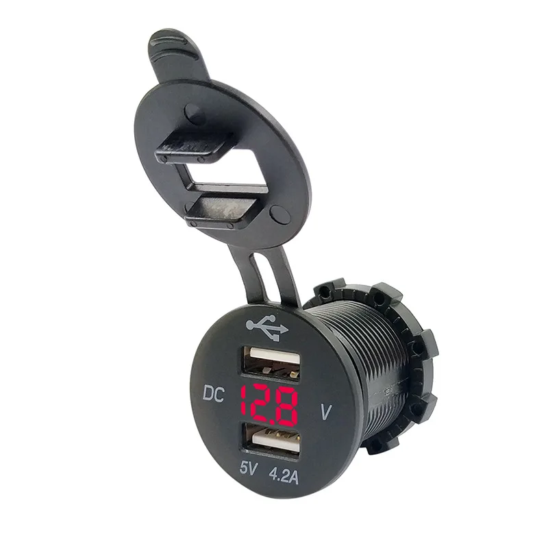 5v 42a Dual Usb Socket Adapter With Led Voltmeter Charger Socket For Iphone 6s 7plus Ipad Car