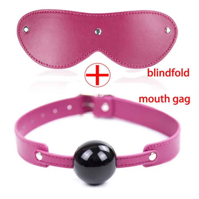 2pcs Set Blindfold Gag Ball Bdsm Tools Leather Bondage Open Mouth Gag