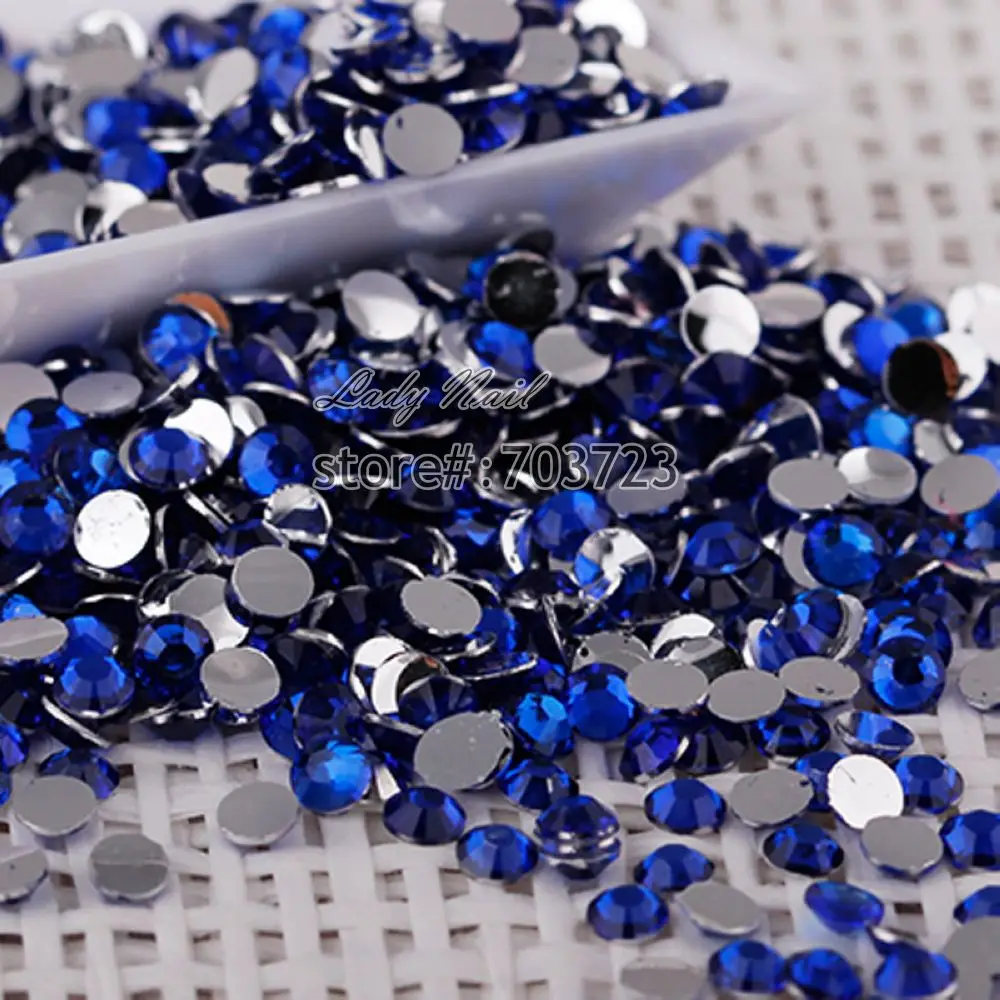1000 pcs 2mm 6mm Mix Size Dark Blue 14 Facets Resin Round Rhinestone ...