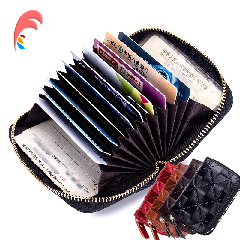 Card Holder Wallets Unisex High Quality Female RFID Genuine Leather ...