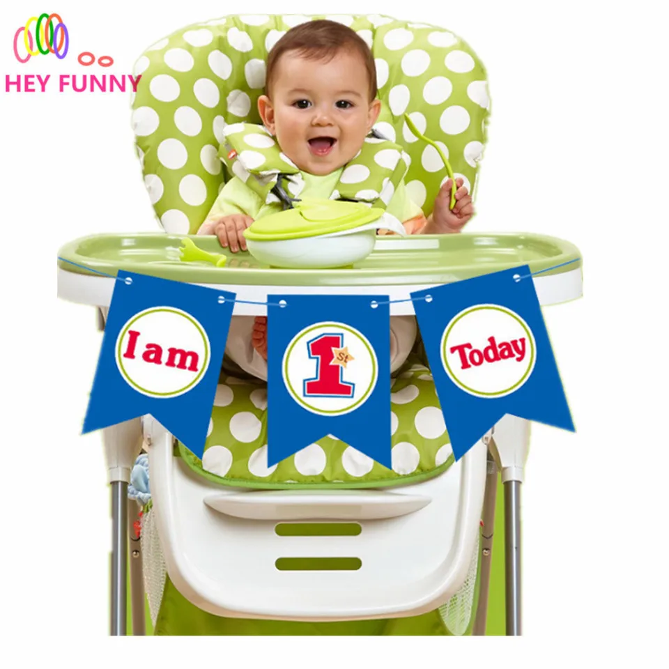 HEY FUNNY 1 Set I am 1 Today Banner Paper Lovely Birthday Bunting One ...