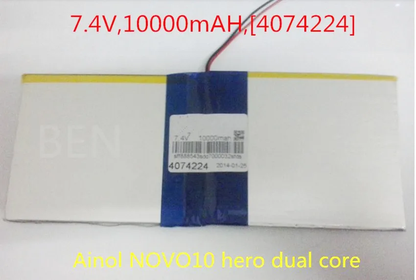태블릿 pc용 7.4V,10000mAH,[4074224] PLIB (폴리머 리튬 이온 배터리) 리튬 이온 배터리, 10 히어로 ...