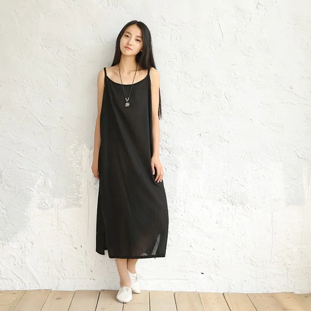 100% Cotton Women's Full Slips Femme Sexy Long Inner Lining Underdress ...