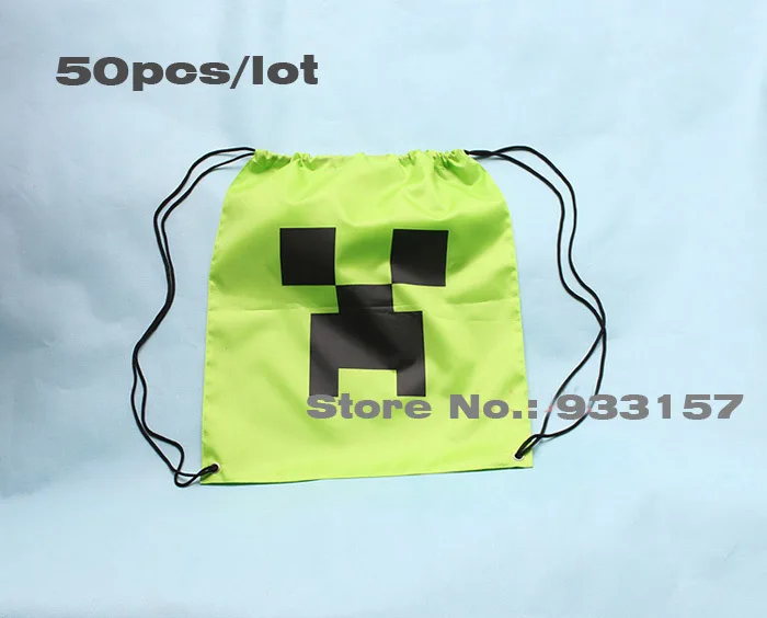 Minecraft Creeper Drawstring Bags Backpacks tracking bags 50pcs/lot ...