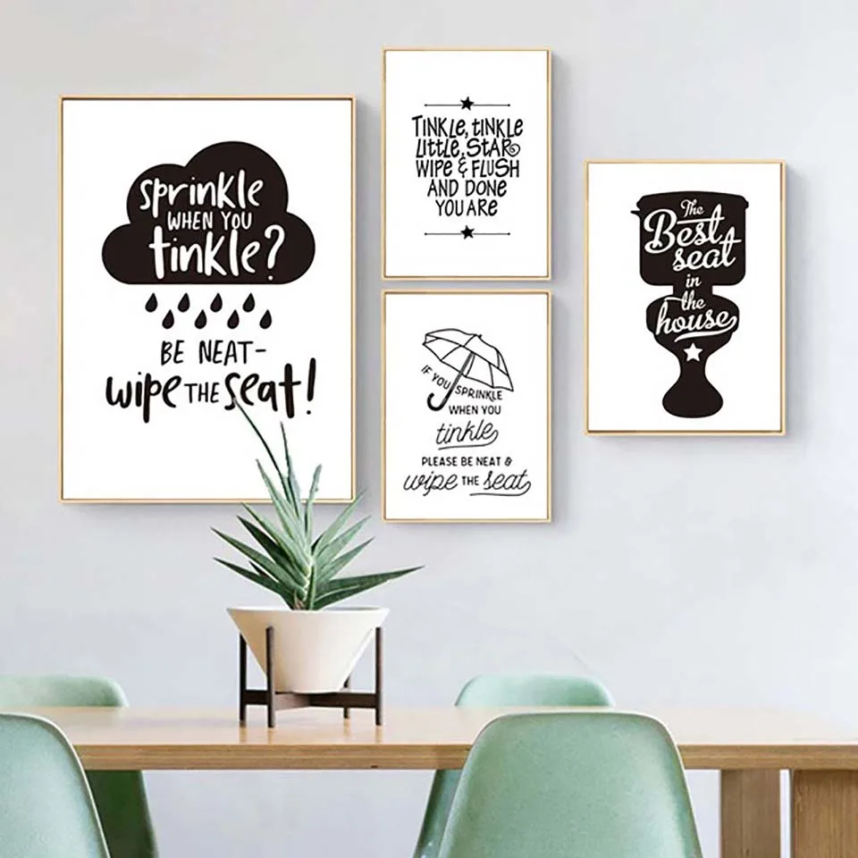 Toilet Bathroom Note Posters And Prints Modern Canvas Painting Modular ...