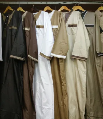 Arabic Thawb Islamic Clothing For Men Abaya In Dubai Kaftan O-neck ...