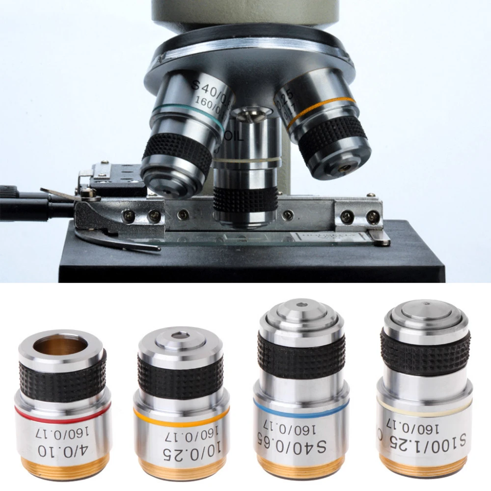 4x 10x 40x 100x Achromatic Objective Lens For Biological Microscope 185 ...