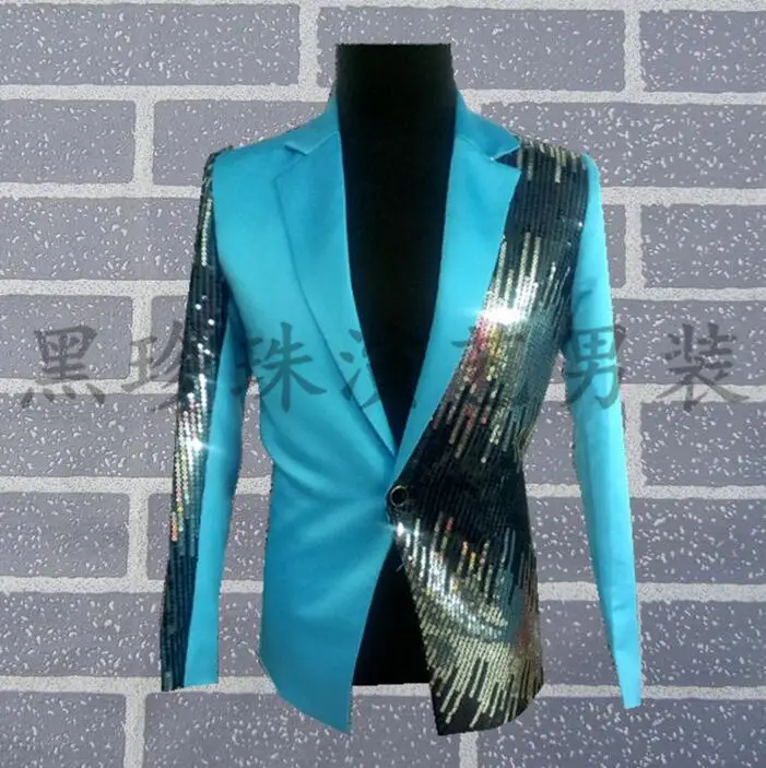 Sky Blue gradient men suits designs stage costumes for singers men ...
