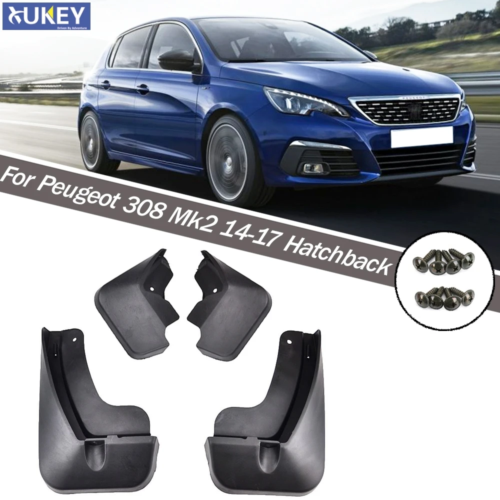 푸조 308 Mk2 해치백 해치 자동차 머드 플랩 머드 플랩 스플래쉬 가드 머드 플랩 머드 가드 펜더 프론트 리어 2014