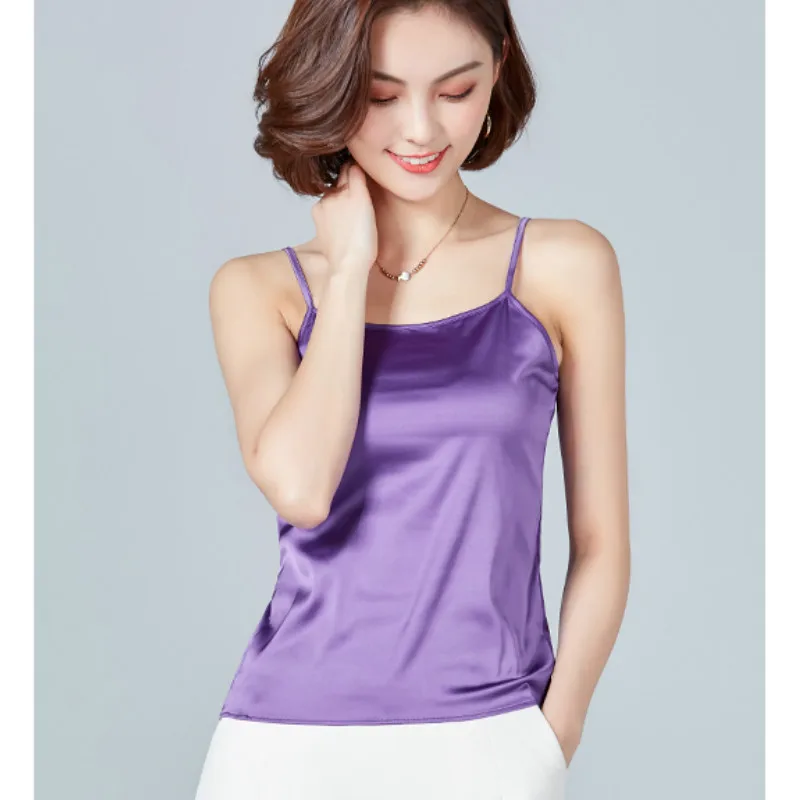 2019 Summer Sleeveless Off The Shoulder Satin Camis Women Sexy Satin