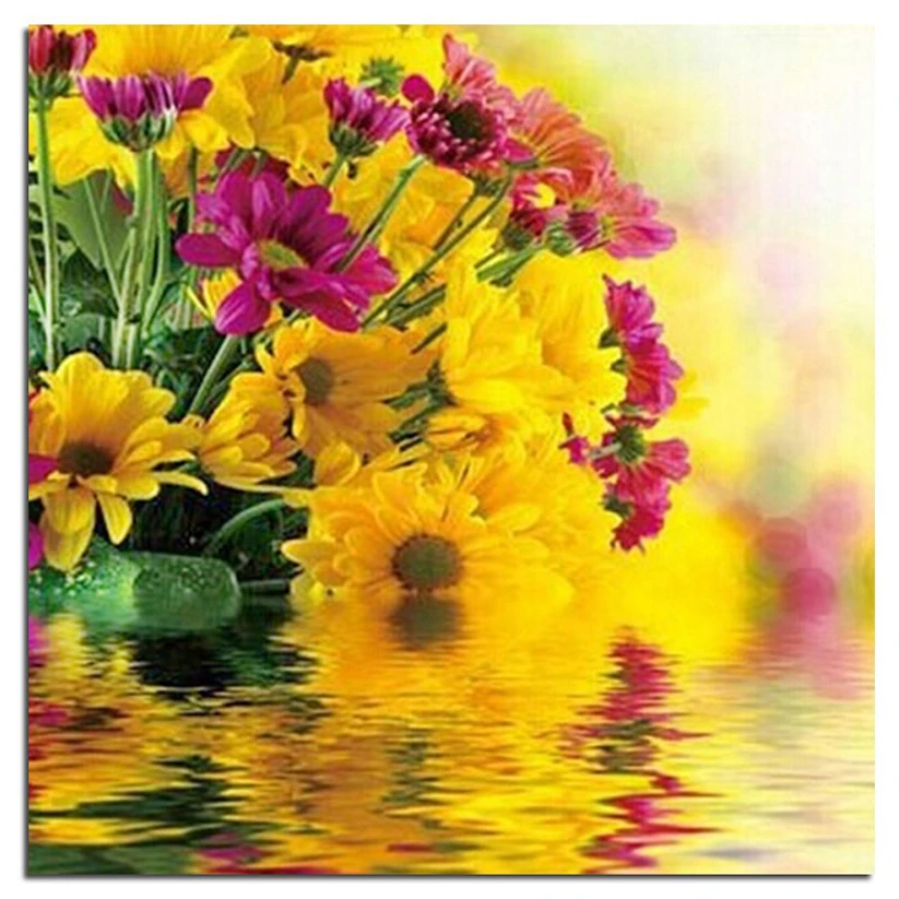 3d Yellow Flower Watermark 70x70 Diy Painting Square Diamond Embroidery ...