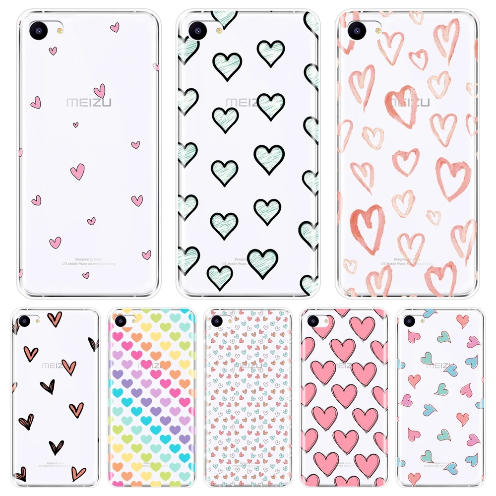 Phone Case Silicone For Meizu U10 U20 Pro 6 7 Plus Heart Love Kawaii ...