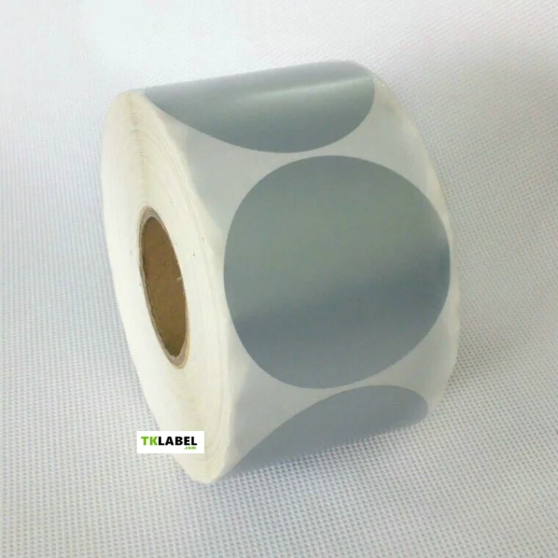 (500 Stickers Per Roll ) Round Silver Pet Barcode Label Rolls 65mm 70mm ...