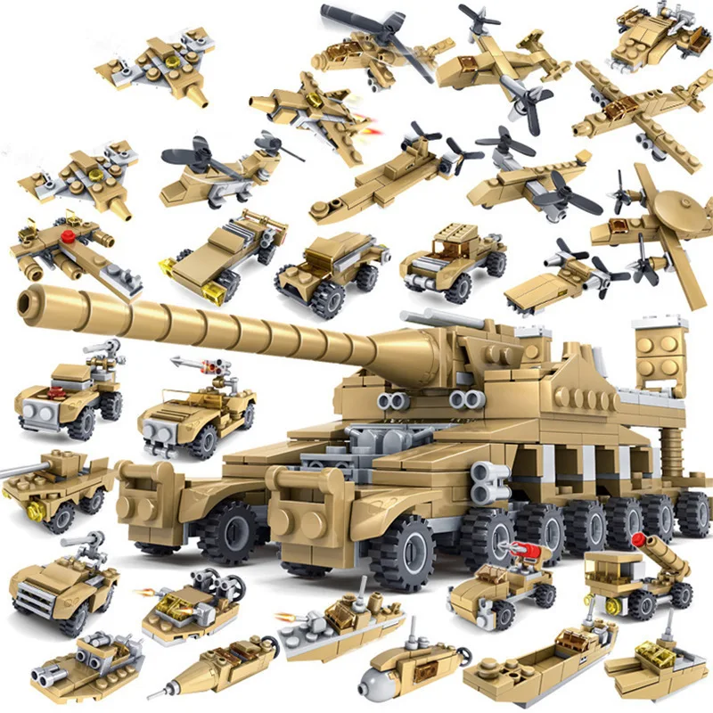 544PCS Building Blocks Military Vehicle 16 Assembled 1 Super Tank Army ...
