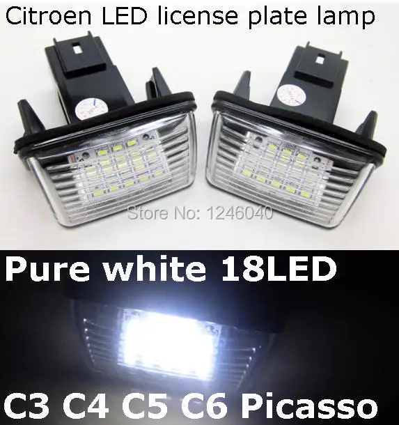 2Pcs Led License Number Plate Light For Citroen Picasso C3 C4 C5 C6 ...
