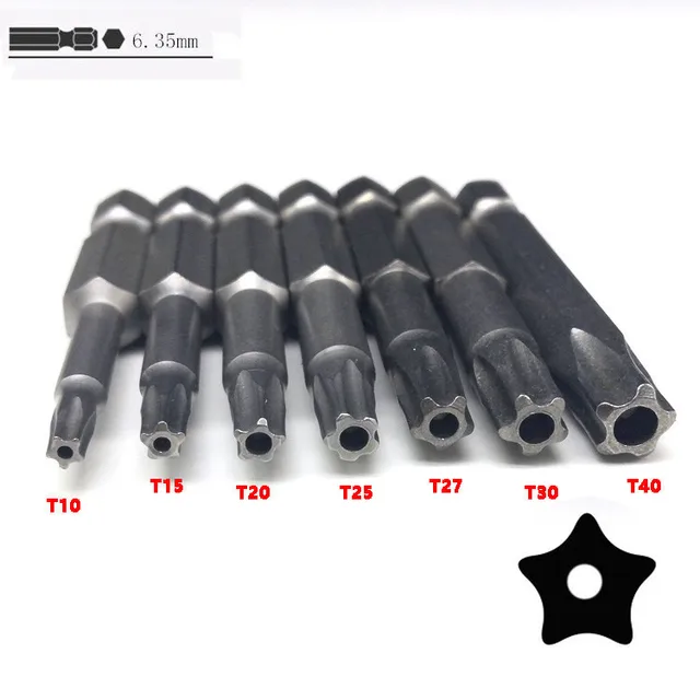 7Pcs Set Star Bit Screwdriver Drill Bits Screw Driver Magnetic 1/4" Hex ...