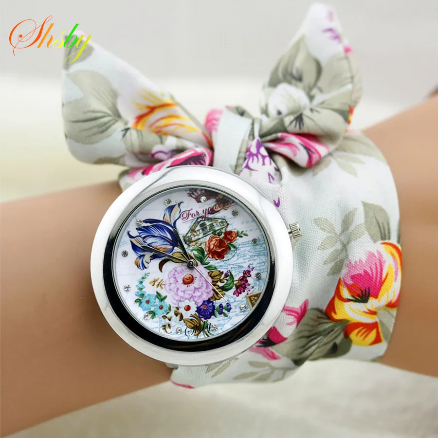 Shsby New Ethnic Floral Chiffon Sweet Girls Watch Flower Cloth Watches ...