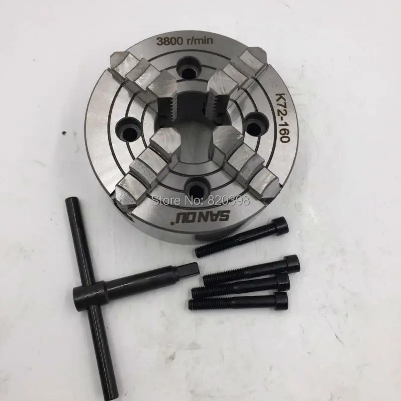 160mm 6'' Lathe Chuck K72-160 4 Jaws Independent Four-Jaw Chuck ...
