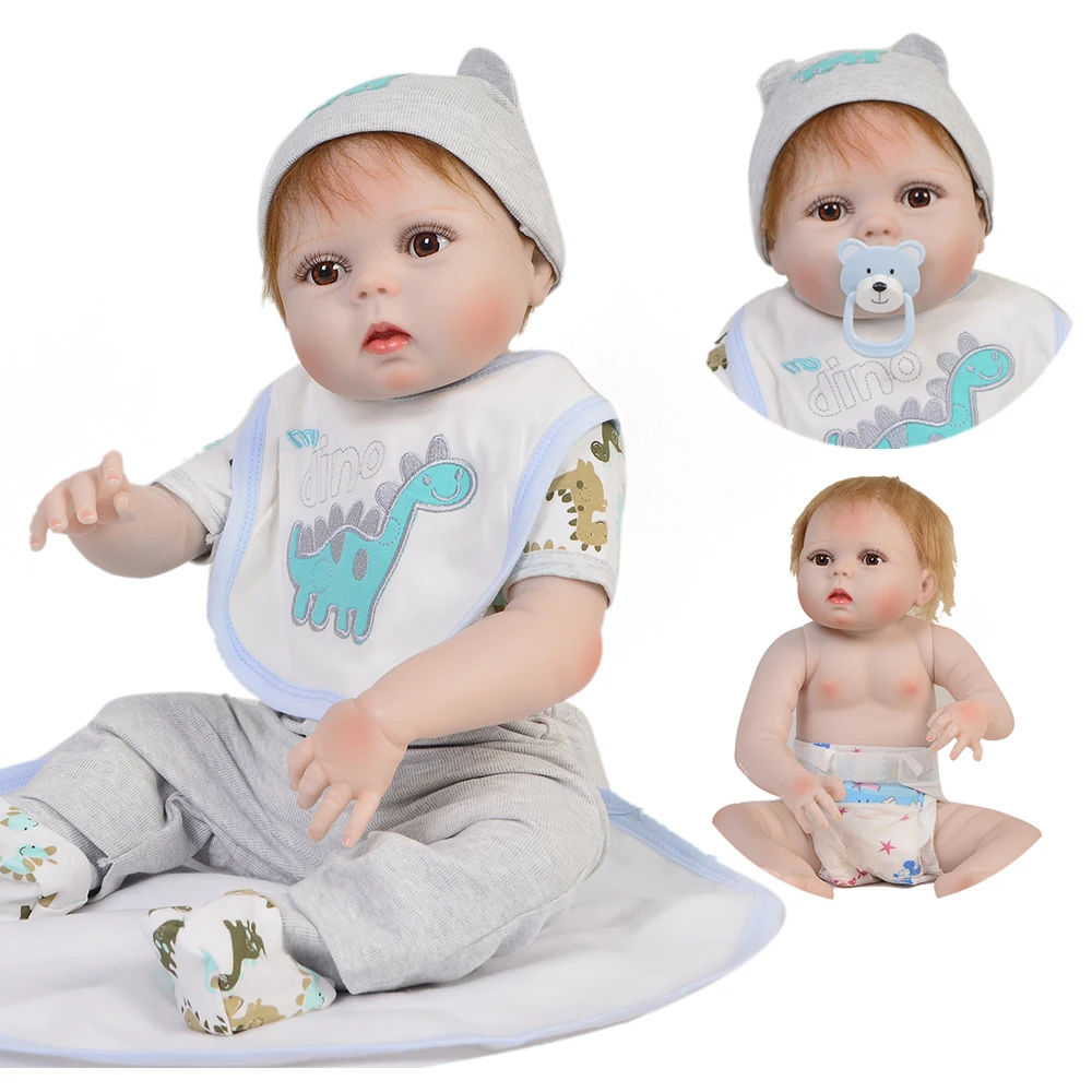 23 Inch Boneca bebes reborn boy Full Body Silicone Vinyl Reborn Babies ...