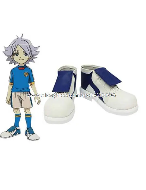 Inazuma Eleven Shawn Frost White Blue Faux Leather Cosplay Shoes anime ...