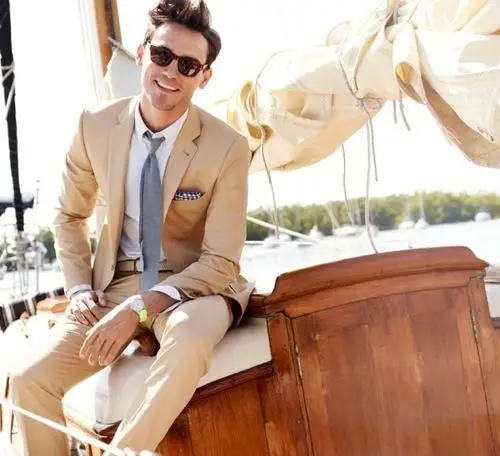 Tailor Made Champagne Wedding Suits For Men Formal Groom Prom Dress
