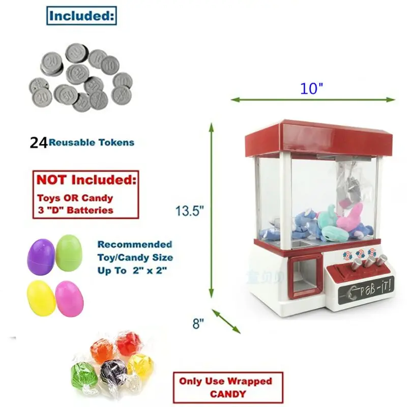Classic Claw Machine Candy Grabber Prize Dispenser Vending Machine ...