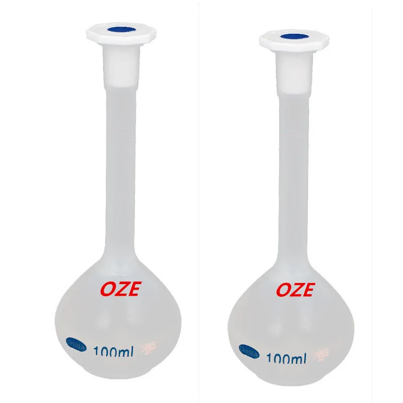 2pcs 100ml Long Neck Plastic Volumetric Measuring Flask Heatproof