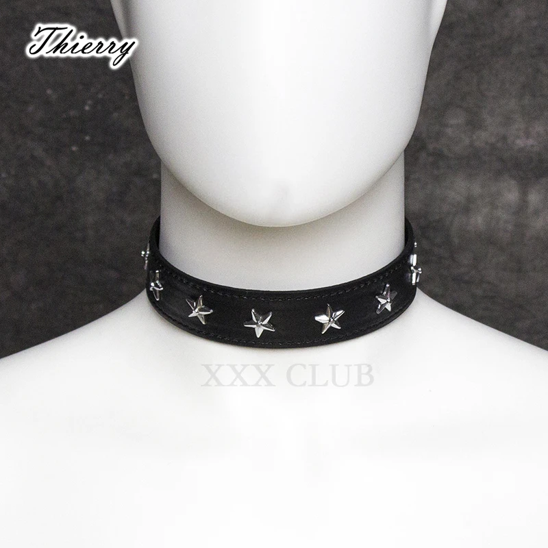 Thierry Fetisch Slave Halsbänder mit Fünf stern Punk Stil Halskette Sex ...