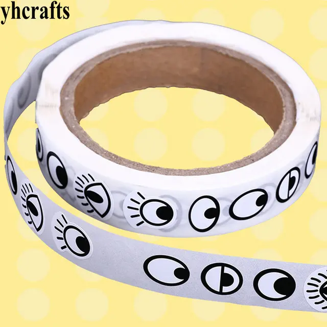 1 Roll(1000PCS)/LOT,1.4 1.6cm colorful eye stickers in paper roll Craft ...