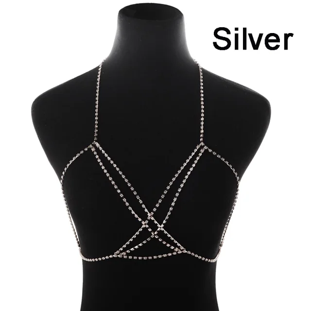 Full Rhinestone Body Chain Upper Body Necklace | Rhinestone Crystal ...
