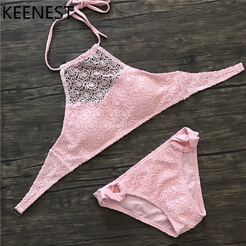 Sexy Push Up Swimwear Women Sexy Lace Bikini Set Korean Style Bandeau